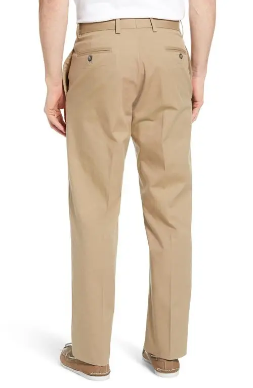 Berle Charleston S Flat Front Stretch Canvas Pants - Khaki