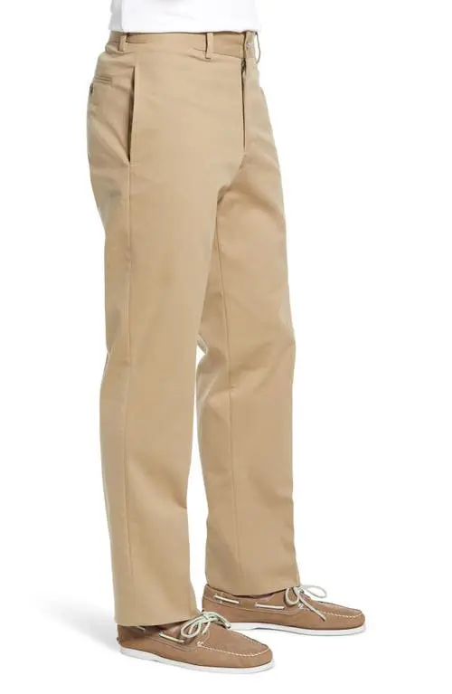 Berle Charleston S Flat Front Stretch Canvas Pants - Khaki