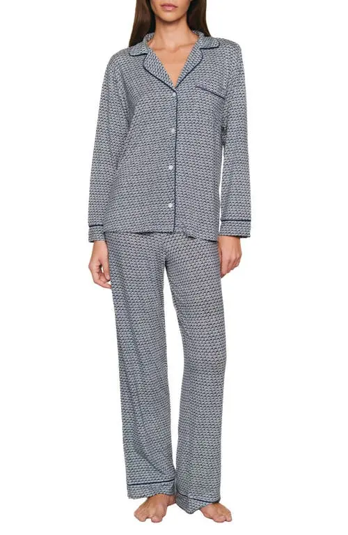 Eberjey Gisele Printed Long Pajamas - Seashell Navy/navy