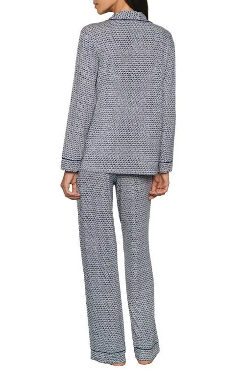 Eberjey Gisele Printed Long Pajamas - Seashell Navy/navy
