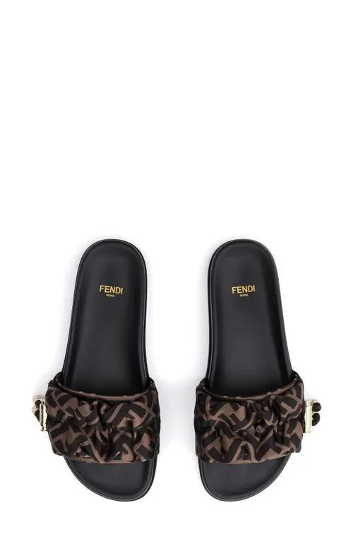 Fendi X Sarah Coleman Ff Vertigo Slide Sandal - Tobacco/black