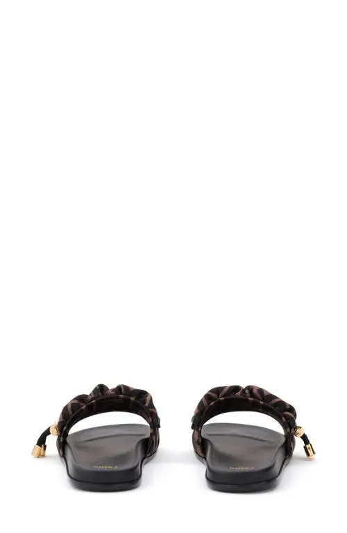 Fendi X Sarah Coleman Ff Vertigo Slide Sandal - Tobacco/black