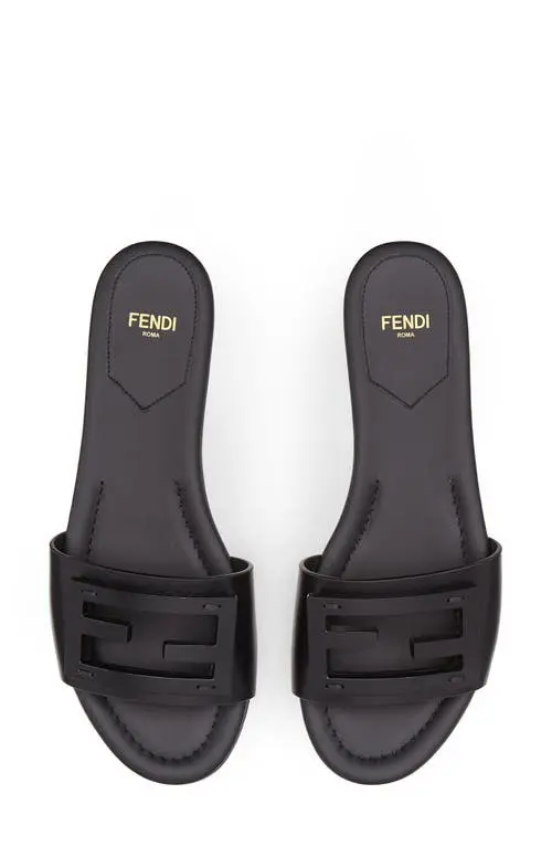 Fendi Signature Logo Slide Sandal - Black