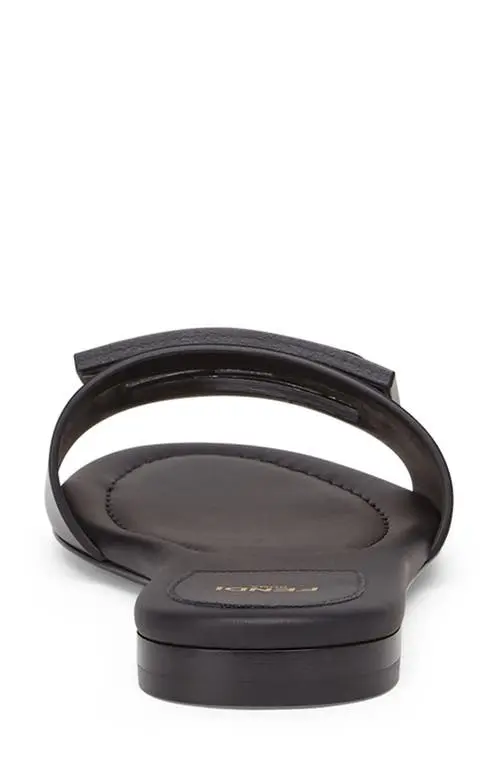Fendi Signature Logo Slide Sandal - Black
