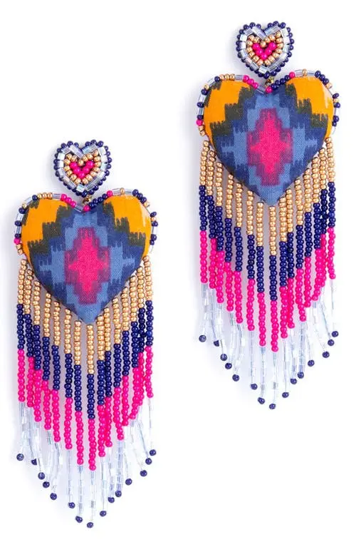 Deepa Gurnani Passion Fringe Drop Earrings - Cobalt