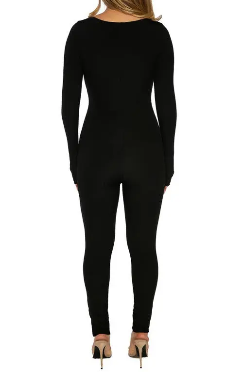Naked Wardrobe Long Sleeve Stretch Jumpsuit