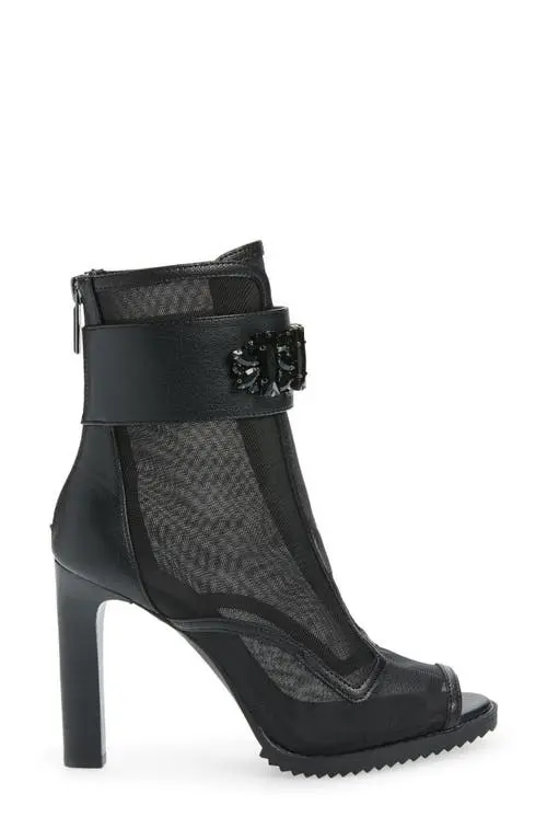 Karl Lagerfeld Paris Peep Toe Bootie With Crystal Strap