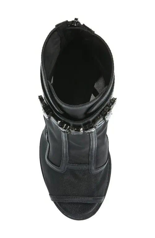 Karl Lagerfeld Paris Peep Toe Bootie With Crystal Strap