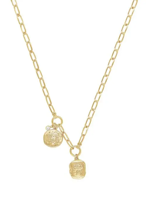 Ettika Double Medallion Pendant Necklace - Gold