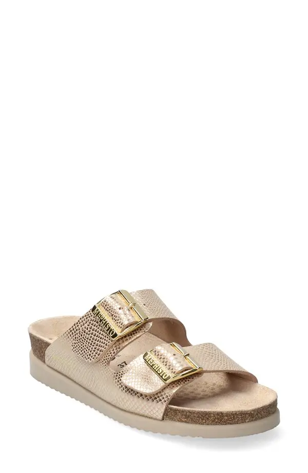 Mephisto Hester Slide Sandal - Light Sand Havana Leather