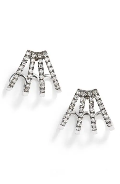 Ef Collection Diamond Multirow Huggie Earrings - White Gold
