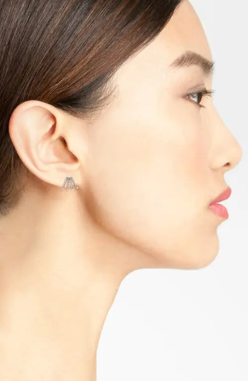 Ef Collection Diamond Multirow Huggie Earrings - White Gold