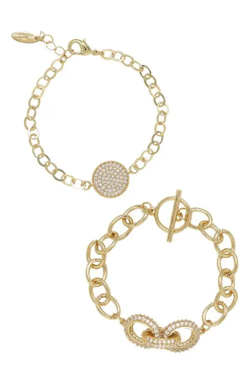 Ettika Set Of Two Pavé Bracelets - Gold