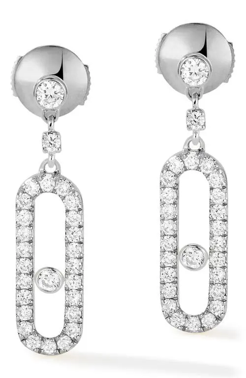 Messika Move Uno Pavé Diamond Drop Earrings - White Gold/diamond