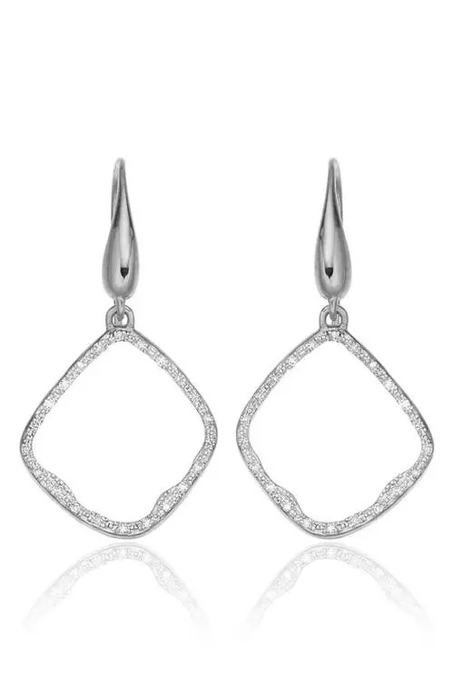 Monica Vinader Riva Diamond Hoop Drop Earrings - Silver