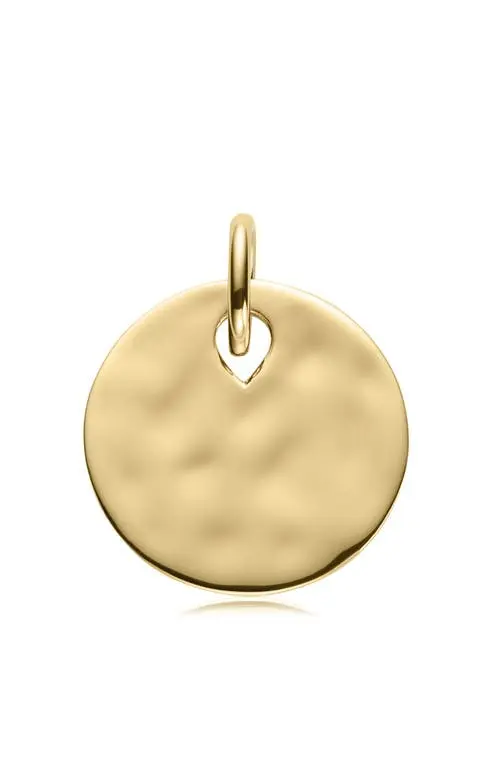Monica Vinader Engravable Hammered Pendant Charm - Yellow Gold