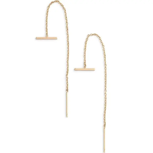 Zoe Chicco Bar Threader Earrings - Yellow Gold