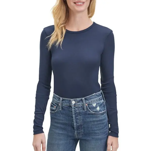 Splendid Classic Long Sleeve Crewneck T-shirt - Navy