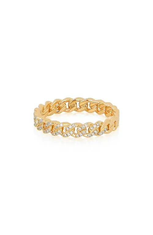 Ef Collection Diamond Mini Curb Chain Ring - Yellow Gold