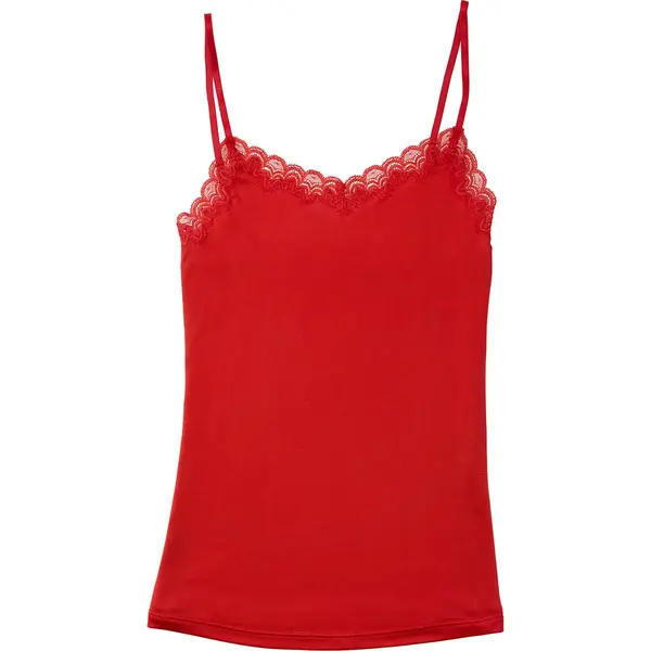 Uwila Warrior Lace Trimmed Silk Camisole - Fiery Red