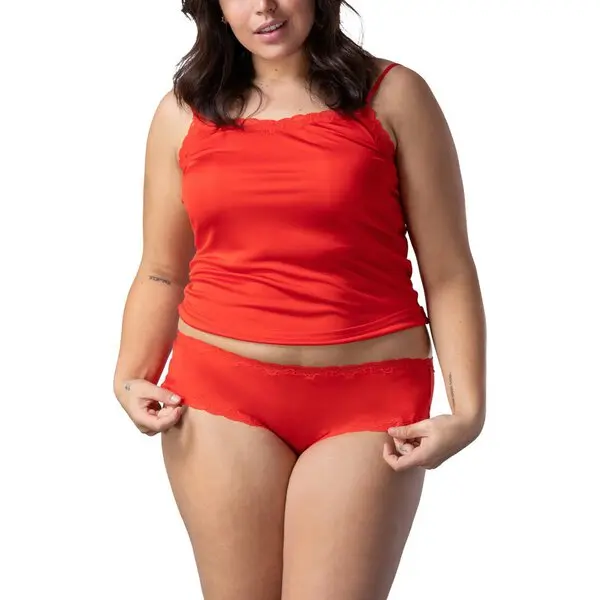 Uwila Warrior Lace Trimmed Silk Camisole - Fiery Red