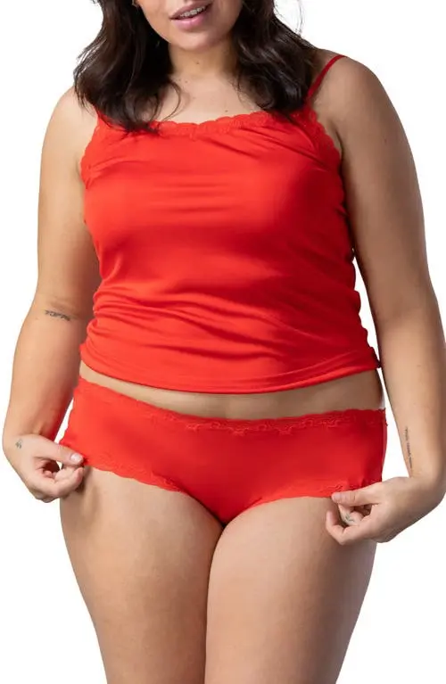 Uwila Warrior Lace Trimmed Silk Camisole - Fiery Red