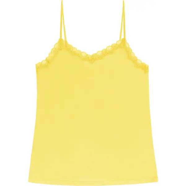 Uwila Warrior Lace Trimmed Silk Camisole - Lemon Zest