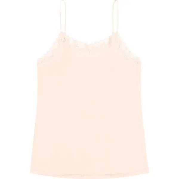 Uwila Warrior Soft Silk Lace Trim Camisole - Rose Quartz