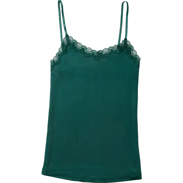 Uwila Warrior Lace Trimmed Silk Camisole - Smoke Pine