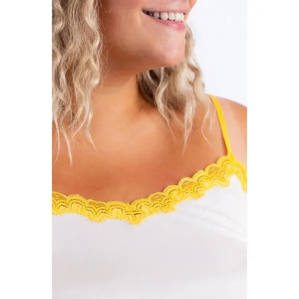 Uwila Warrior Soft Silk Lace Trim Camisole - Winter White With Solar Power