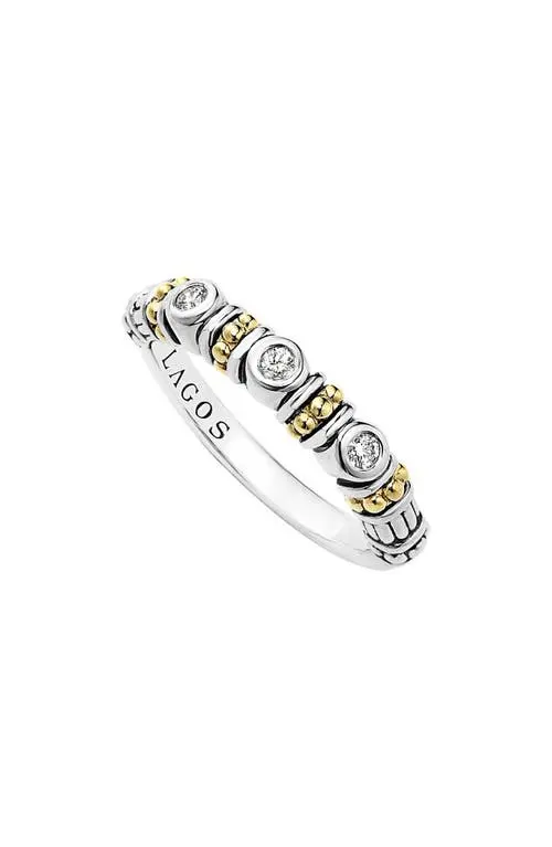 Lagos Rittenhouse Diamond Stacking Ring - Silver/ Gold