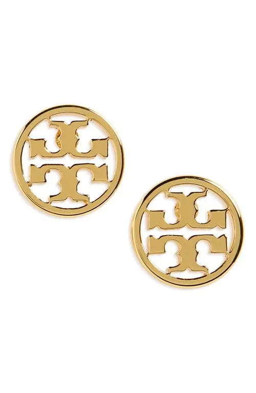 Tory Burch Icon Circle Stud Earrings - Tory Gold