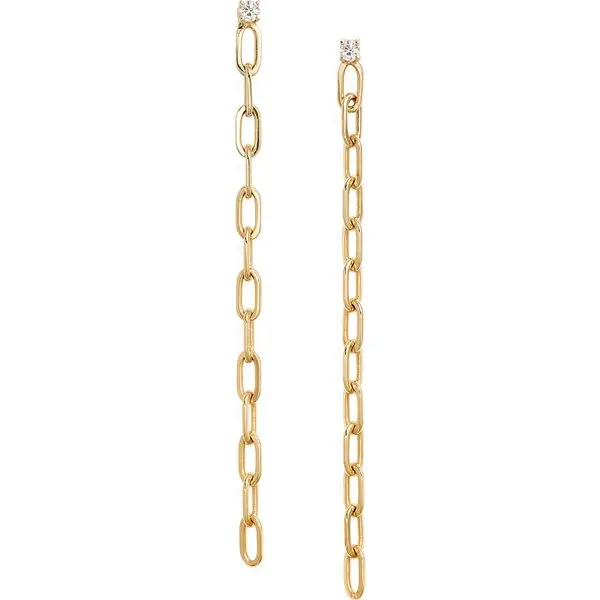 Ef Collection Diamond Chain Link Drop Earrings - Yellow Gold