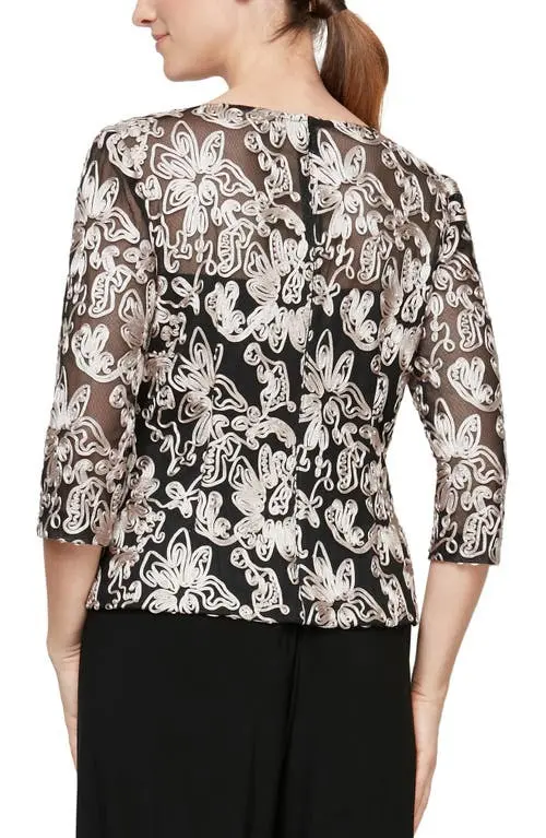 Alex Evenings Soutache Tulle Blouse