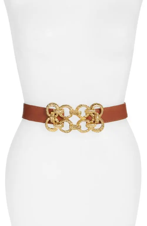 RAINA BELTS Leather Stretch Belt - Cognac