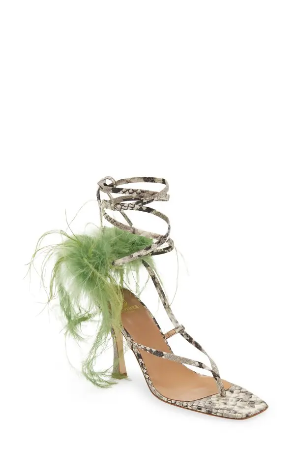 Brother Vellies Feather Ankle-tie Sandal