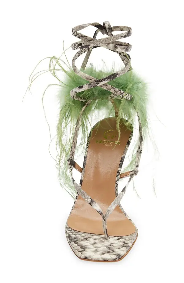 Brother Vellies Feather Ankle-tie Sandal