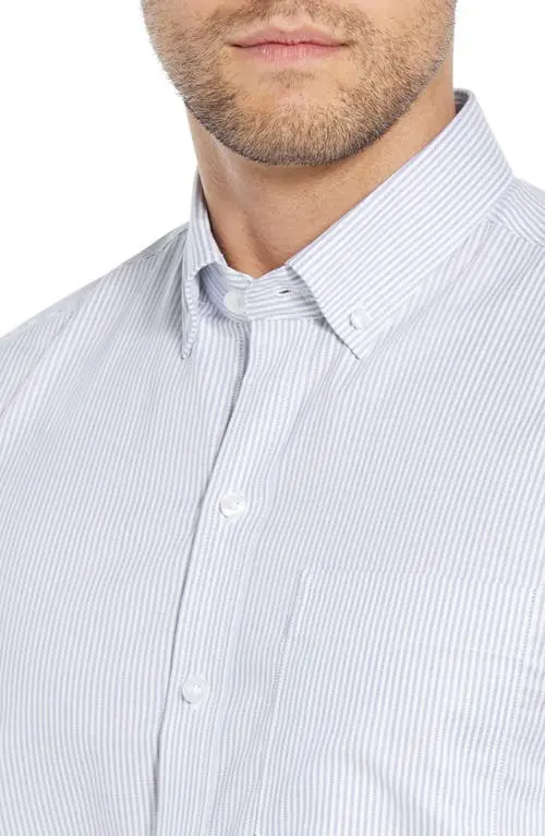 Cutter & Buck Cotton Blend Oxford Stripe Shirt - Light Blue