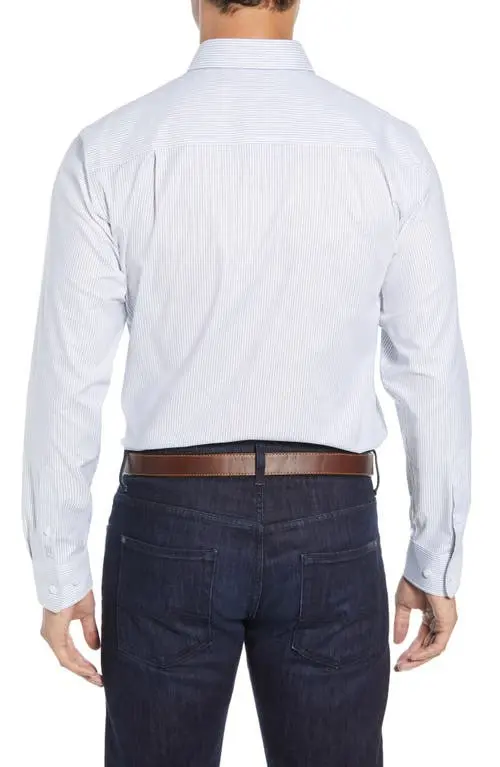 Cutter & Buck Cotton Blend Oxford Stripe Shirt - Light Blue