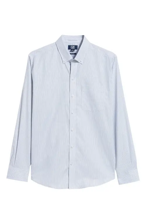 Cutter & Buck Cotton Blend Oxford Stripe Shirt - Light Blue