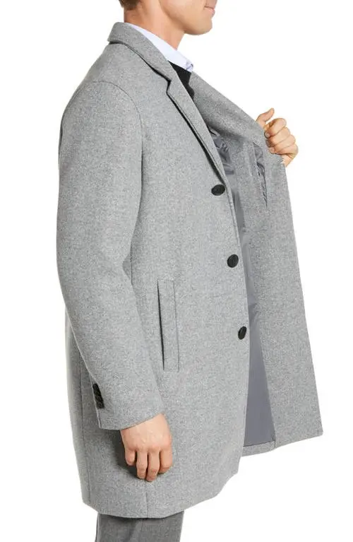 Cole Haan Regular Fit Stretch Wool Coat - Lt Grey