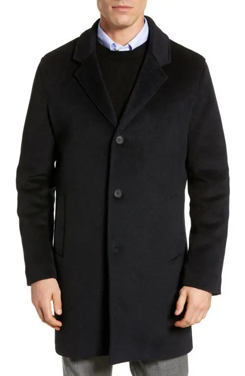 Cole Haan Regular Fit Stretch Wool Coat - Navy