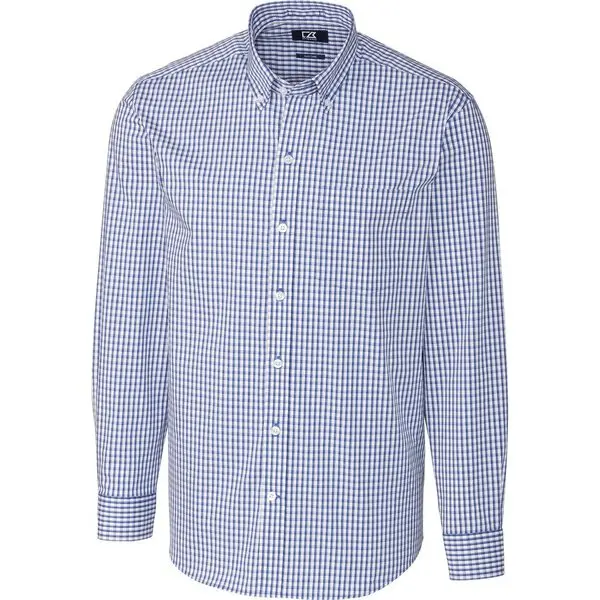 Cutter & Buck Cotton Blend Gingham Shirt - Tour Blue