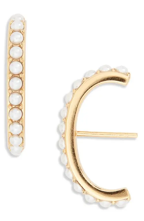 Argento Vivo Imitation Pearl Stud Earrings - Gold