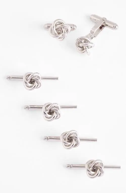 David Donahue Knot Cuff Link & Stud Set - Sterling Silver