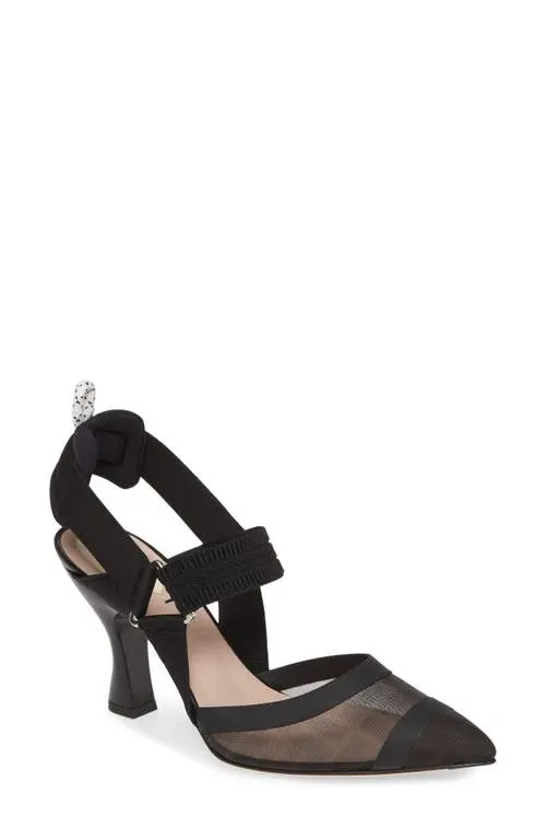 Fendi Colibri Slingback Pumps - Black