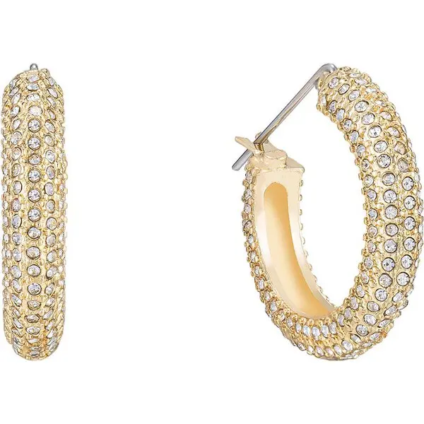Ettika Crystal Embellished Hoop Earrings - Gold