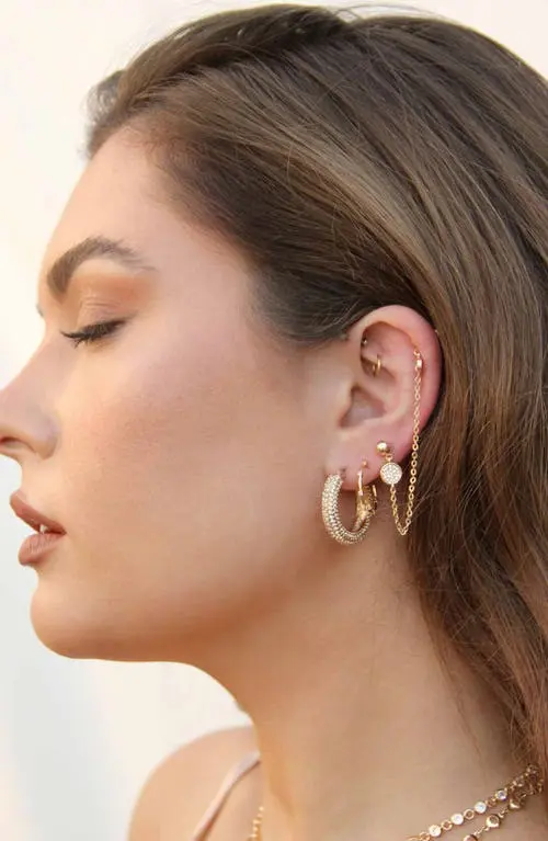 Ettika Crystal Embellished Hoop Earrings - Gold