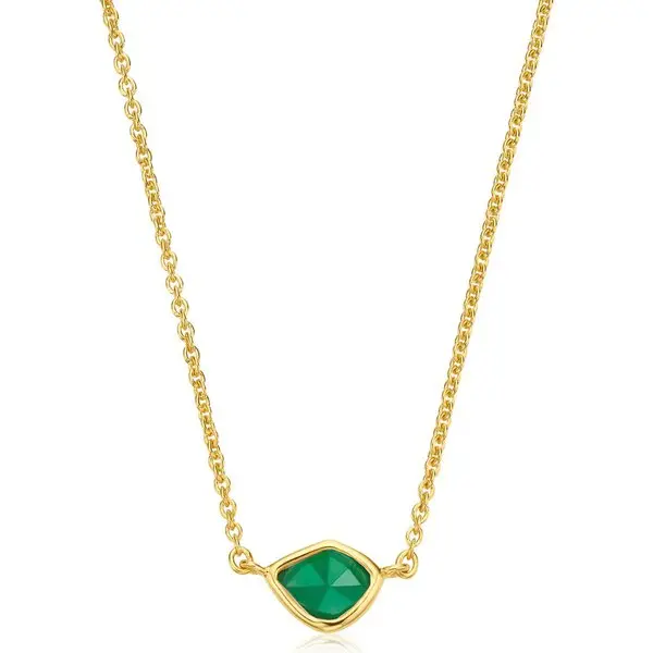 Monica Vinader Siren Mini Nugget Pendant Necklace - Yellow Gold/green Onyx