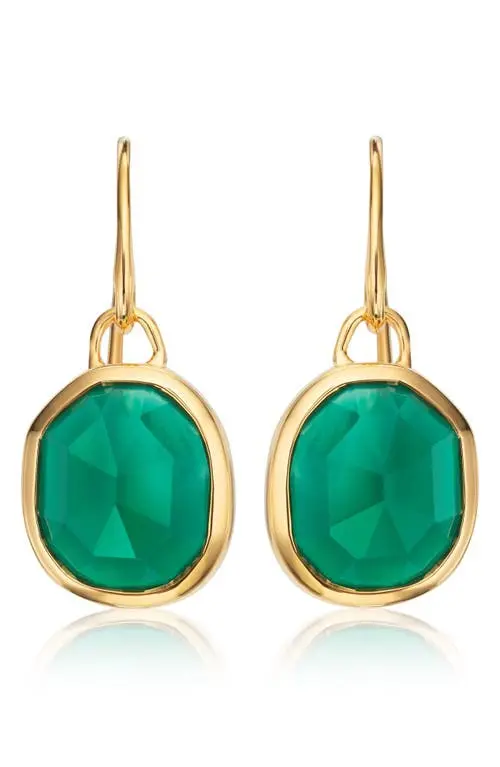 Monica Vinader Siren Bezel-set Drop Earrings - Gold/green Onyx